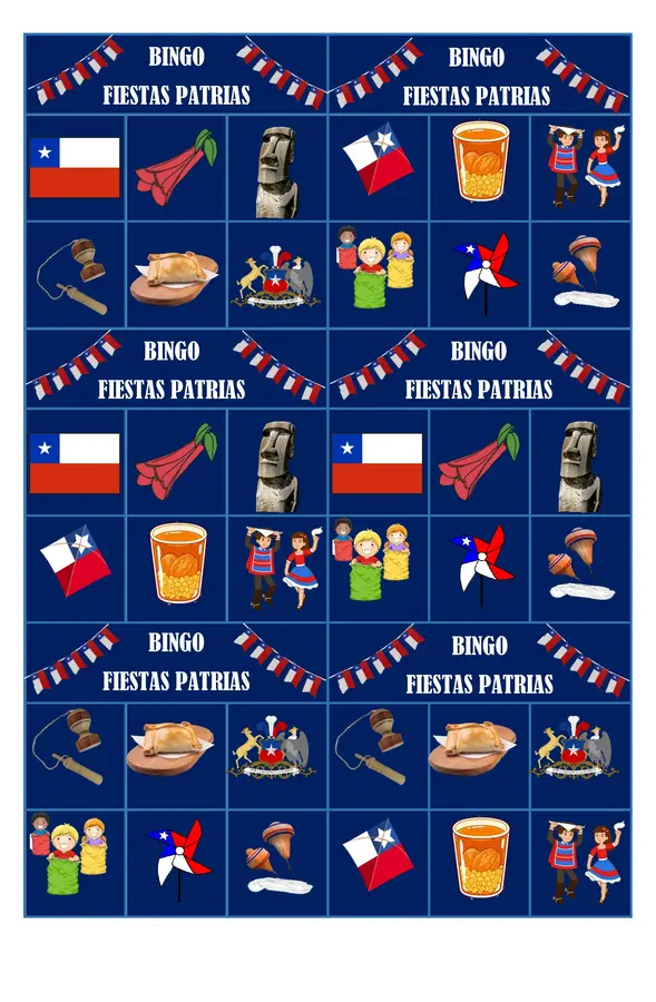 Bingo fiestas patrias | profe.social