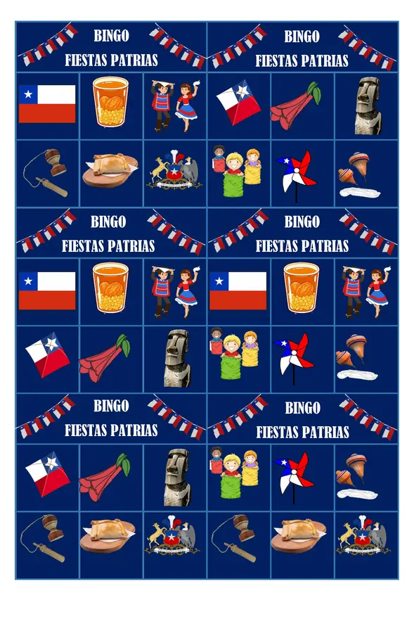 Bingo fiestas patrias | profe.social