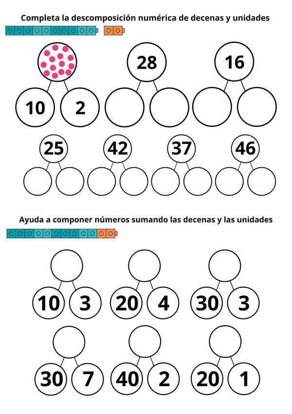 Ejercicios de composición y descomposición numérica | profe.social