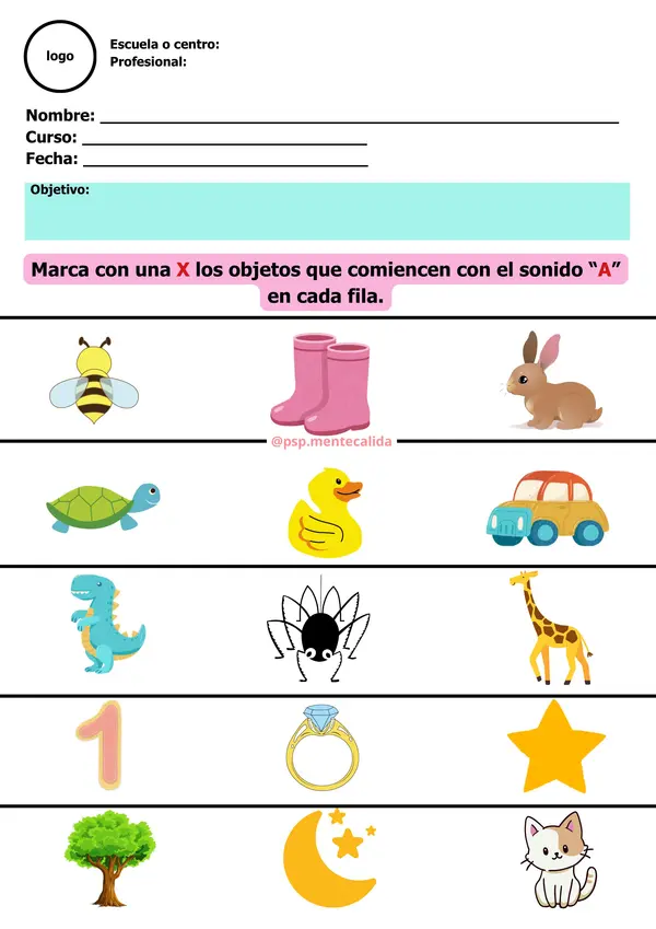 Sonido Inicial Vocálico | profe.social