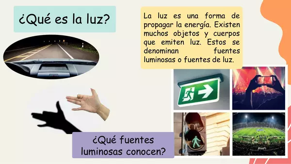 Clasificar fuentes de luz y sus características | profe.social