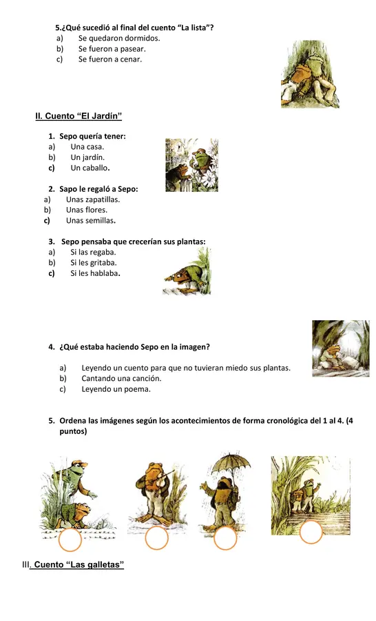 Prueba "Sapo y Sepo, Inseparables". | profe.social