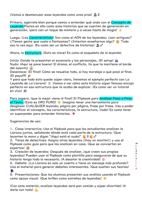 ANALIZANDO EL TEXTO DE UNA LEYENDA | profe.social