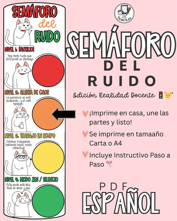 🚦 Semáforo del Ruido "Gatos Flork": Gestión de Aula con Humor | profe ...
