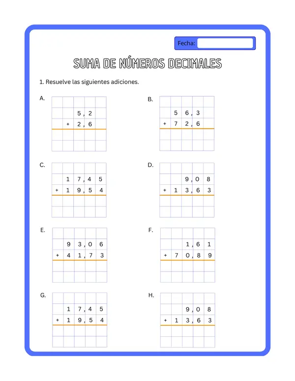 4° básico - Suma, resta y problemas con decimales | profe.social