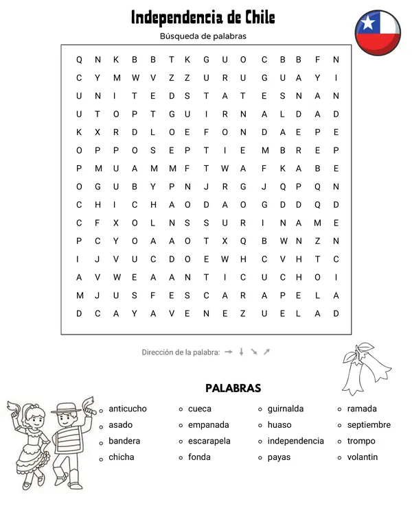Sopa de letras, Fiestas patrias | profe.social
