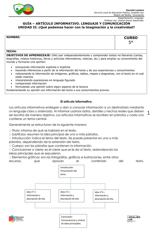 GUÍA – ARTÍCULO INFORMATIVO. LENGUAJE Y COMUNICACIÓN | profe.social
