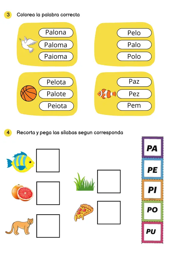 Guía de lenguaje letra P | profe.social