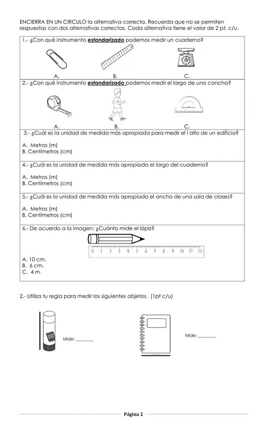 Ev. Matemática 2° básico | profe.social