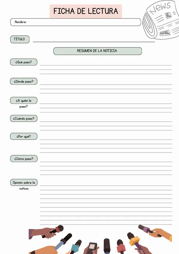 Ficha de lectura Noticia | profe.social