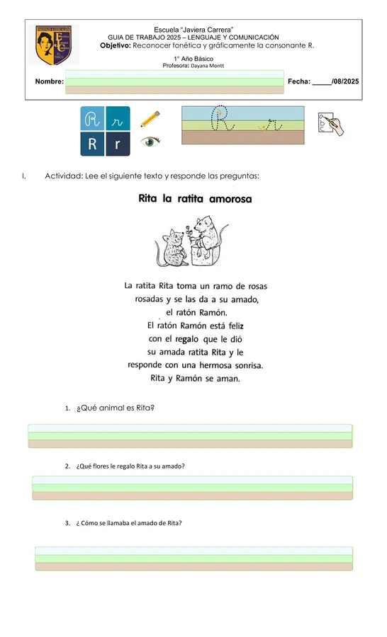 Guía de estudio dictado consonánte R | profe.social