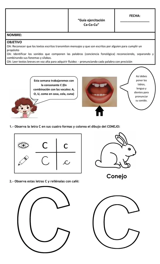 Guia Sílabas CA, CO, CU | profe.social