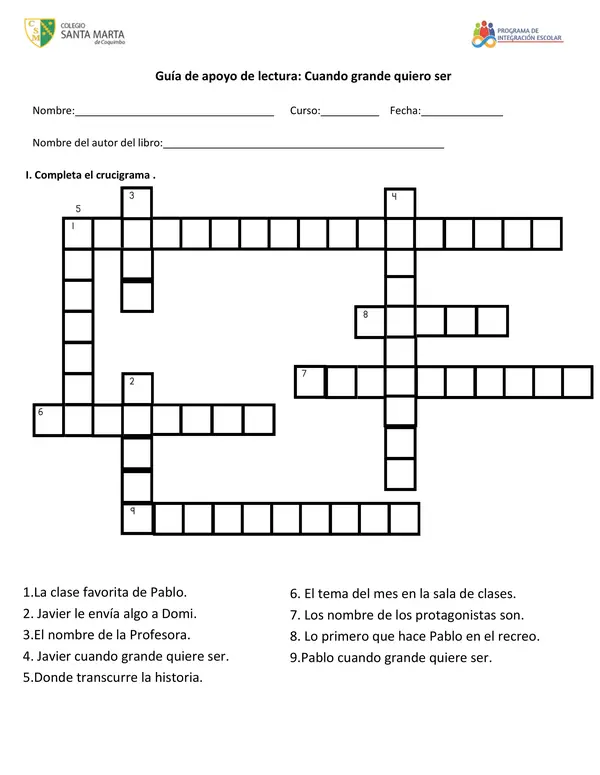 Guía del libro “ cuando grande quiero ser” | profe.social