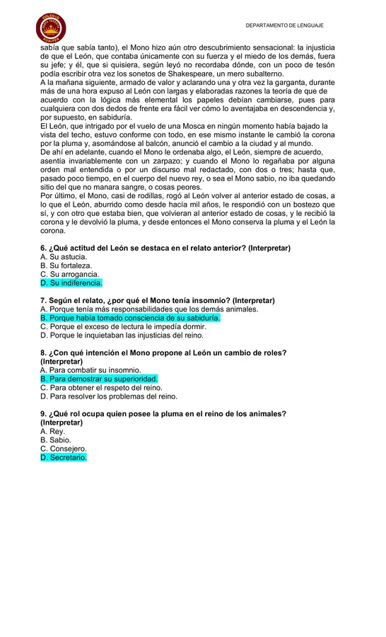 Guía de comprensión 8° básico | profe.social