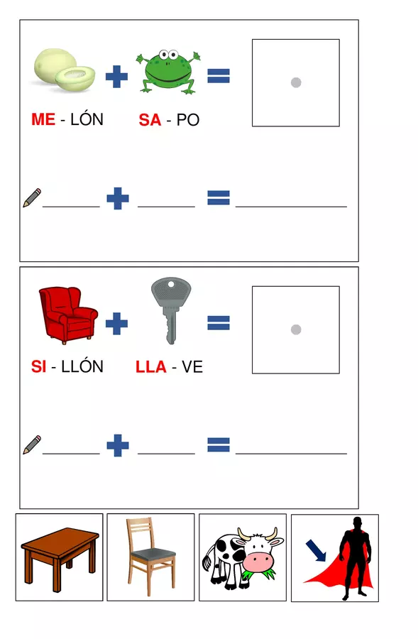 Manipulación silábica nivel 3 (unir sílabas) | profe.social