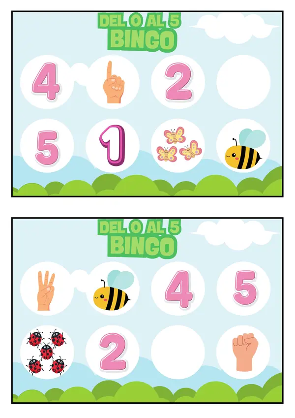 BINGO NÚMEROS DEL 0 AL 5 | profe.social