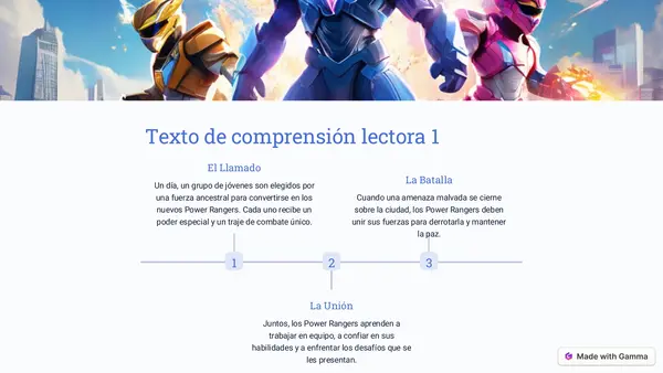 Texto de comprensión lectora con los POWER RANGERS | profe.social