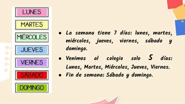 PRESENTACIÓN: DÍAS DE LA SEMANA | profe.social