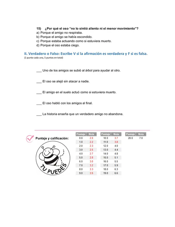 Comprensión Lectora De Fábulas Profe Social