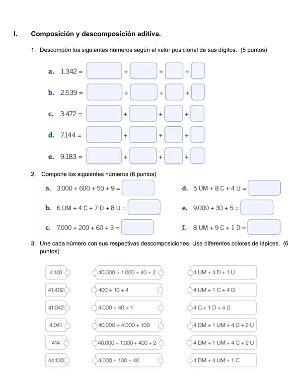 Prueba composición y descomposición | profe.social