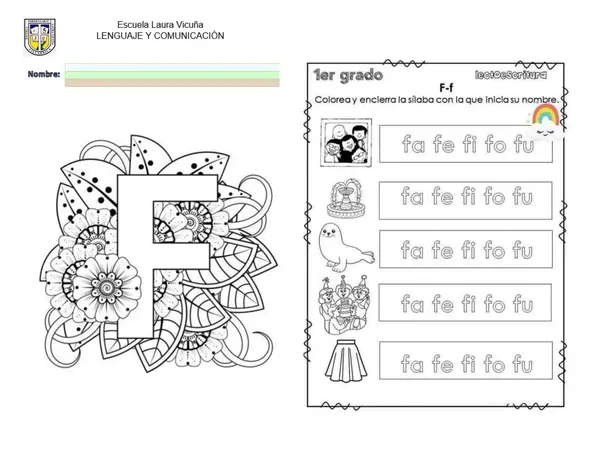 guía método Matte lección sofa, guia letra f | profe.social