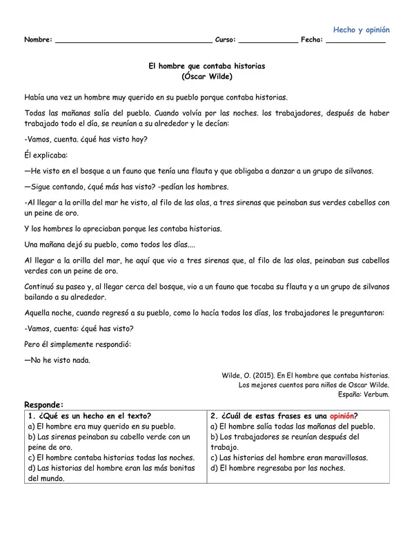 Hecho y opinión | profe.social