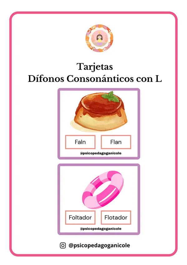 Tarjetas con Dífonos Consonánticos con L | profe.social