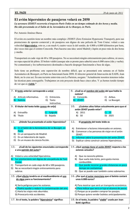 Control de Lectura de Textos Informativos (con pauta) | profe.social