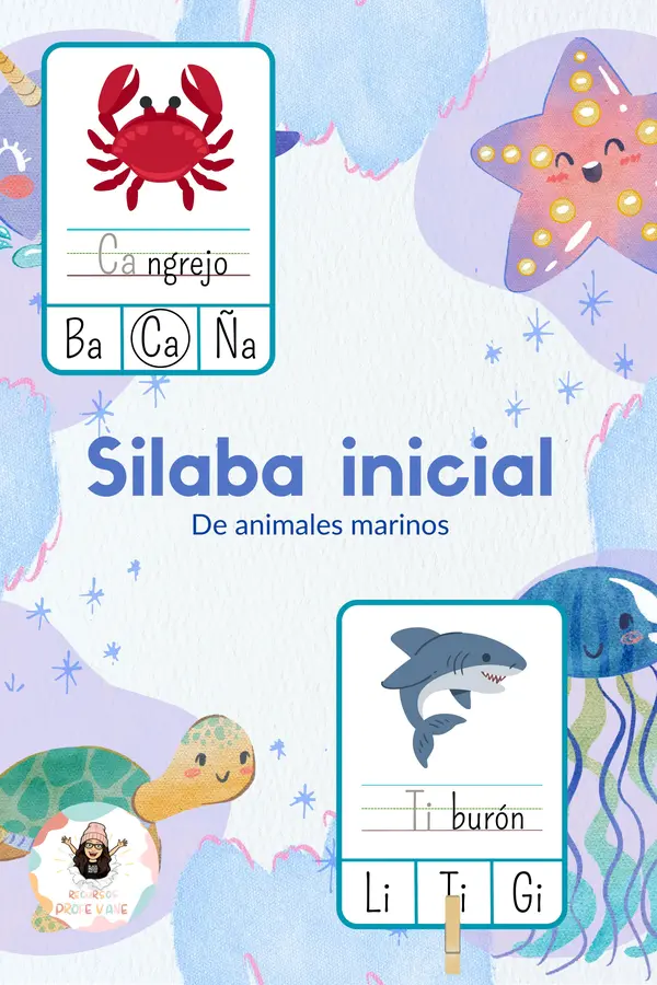 Silaba inicial de animales marinos | profe.social