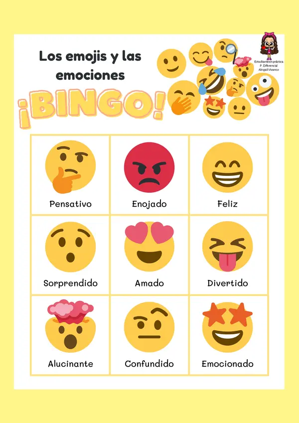 Bingo de las emociones con emojis – Recurso imprimible y divertido para ...