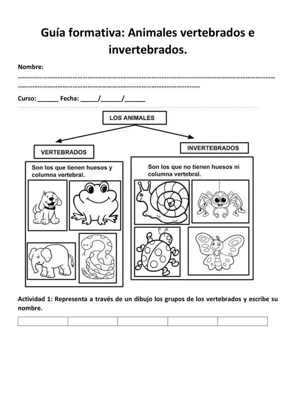 Guía de aprendizaje formativa Unidad Animales vertebrados e ...