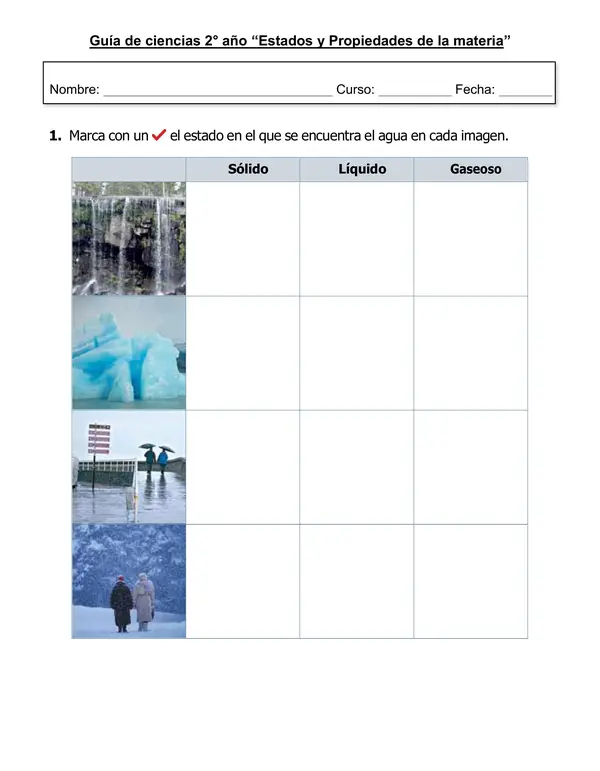 Guía de 2° año "Estados y Propiedades de la materia". | profe.social
