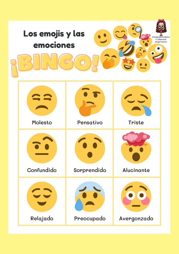 Bingo de las emociones con emojis – Recurso imprimible y divertido para ...