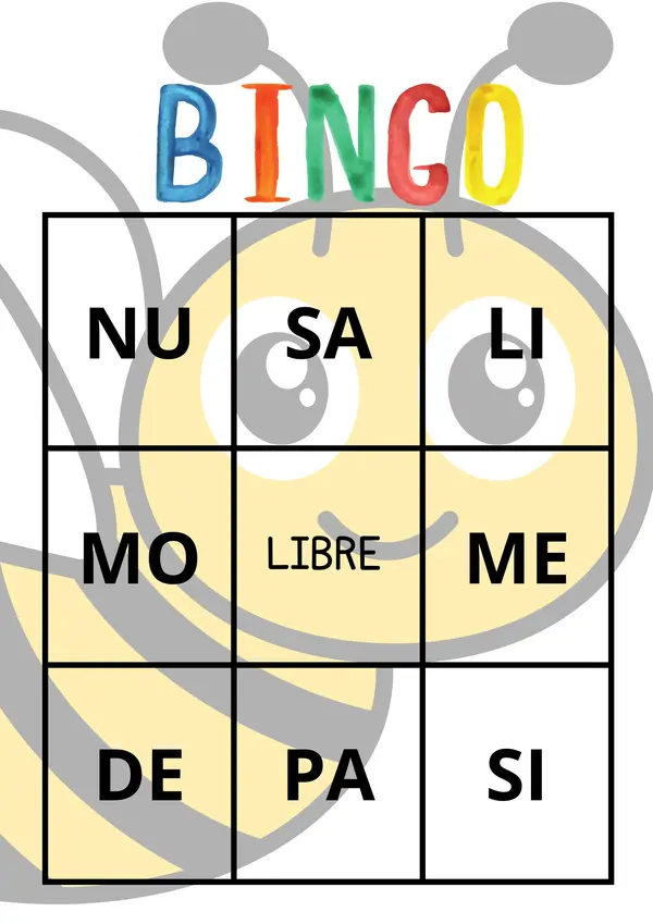 bingo silabas m, l, p, s, d, n | profe.social