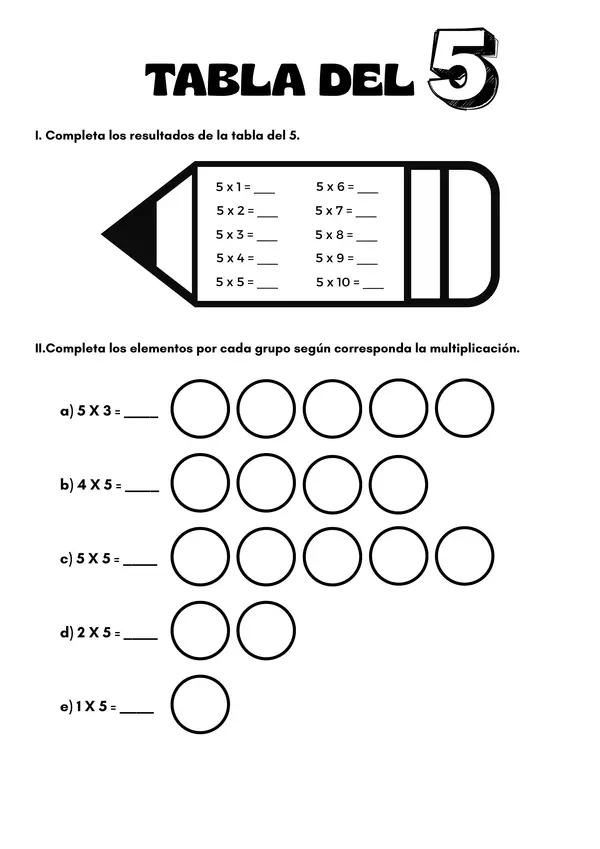TABLA DEL 5: MULTIPLICACIÓN | profe.social