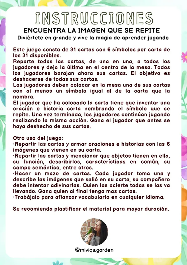 Juego de cartas de Primavera (Dobble Spot It Game) | profe.social