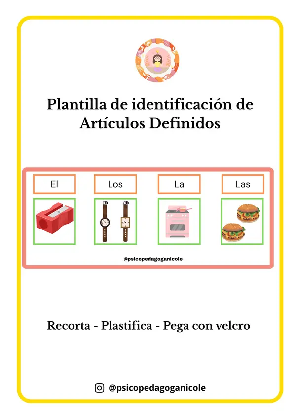Plantilla de Artículos Definidos | profe.social