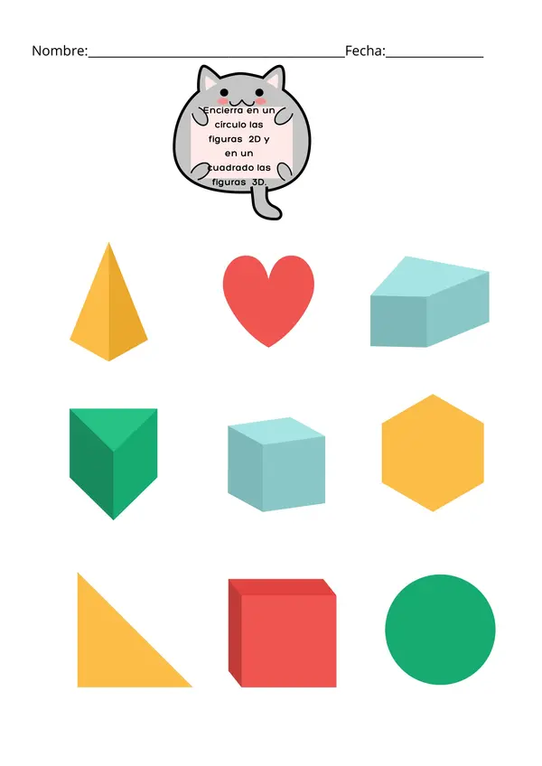 Guía de trabajo de las formas geométrica 2D y 3D primero básico ...