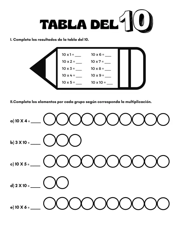 TABLA DEL 10: MULTIPLICACIÓN | profe.social