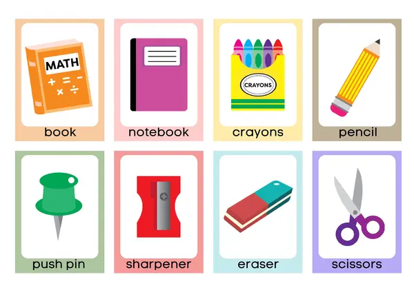 Tarjetas de utiles escolares / Flashcard school supplies | profe.social