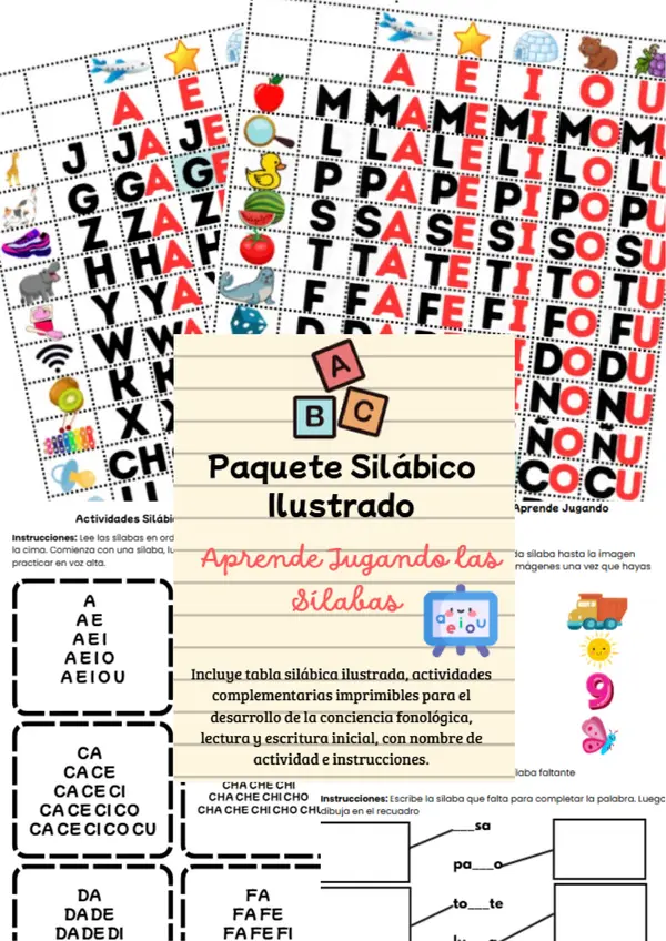 Paquete Silábico Ilustrado – Aprende Jugando las Sílabas | profe.social