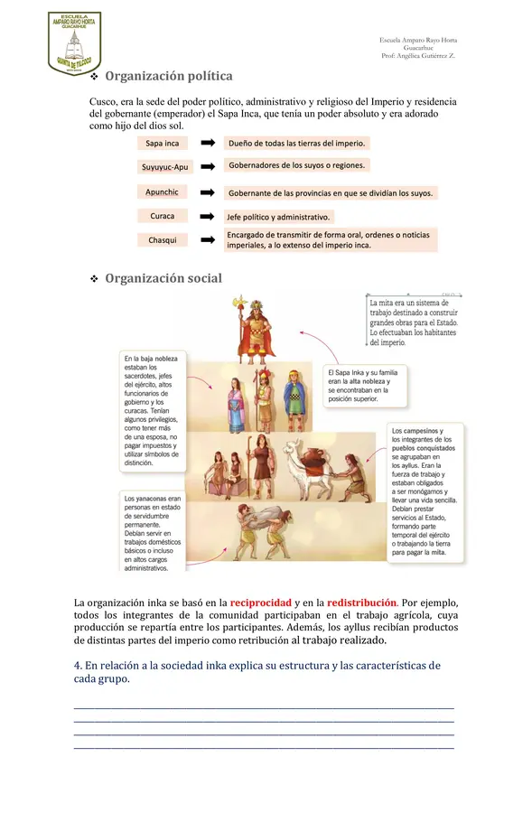 Guía de repaso "Los Incas | profe.social