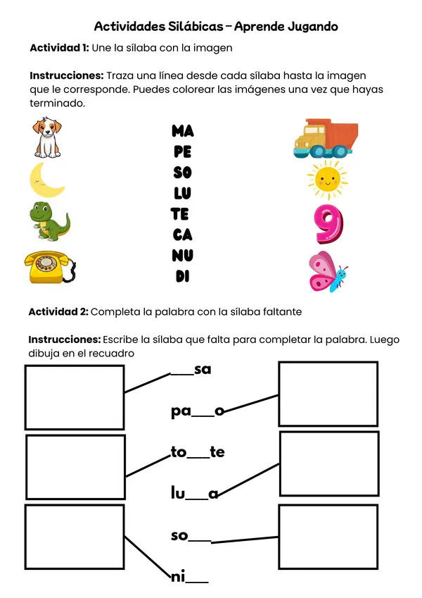 Paquete Silábico Ilustrado – Aprende Jugando las Sílabas | profe.social