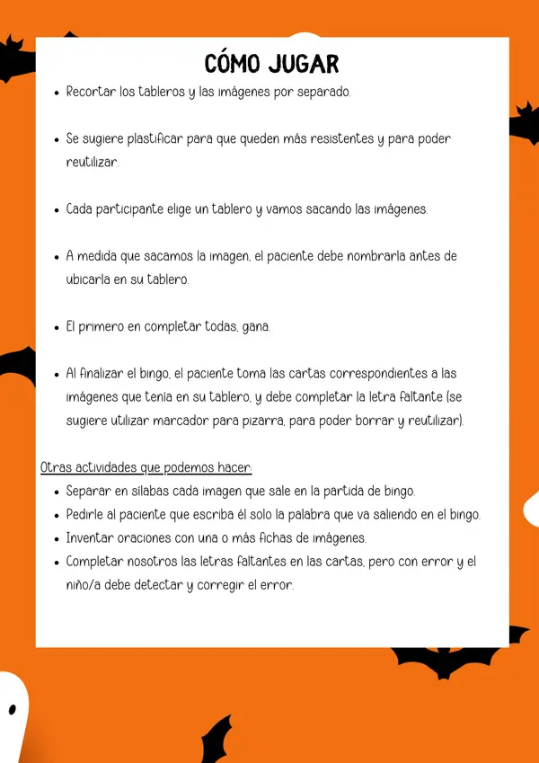 Bingo de halloween | profe.social