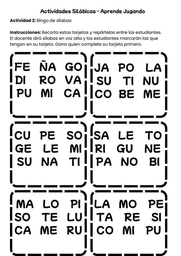 Paquete Silábico Ilustrado – Aprende Jugando las Sílabas | profe.social