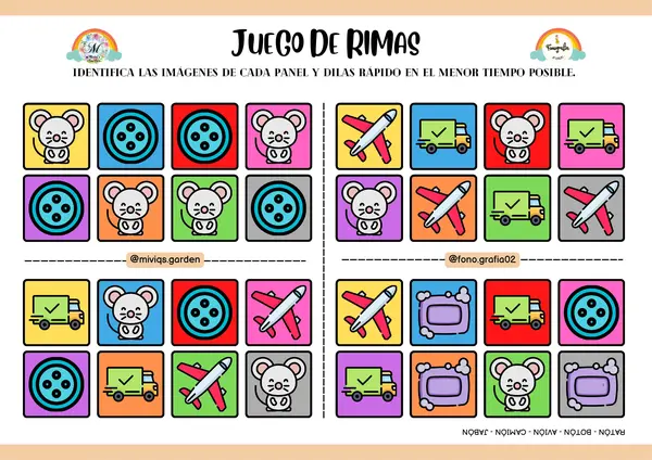 Juego de Rimas (Conciencia Fonológica) | profe.social