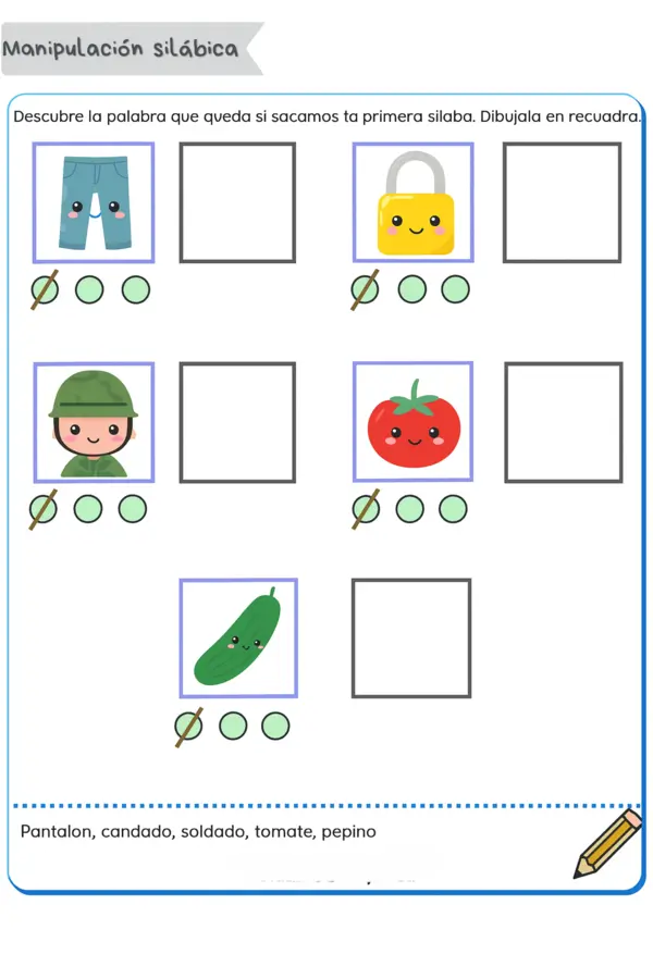 manipulación silábica, omisión silaba inicial | profe.social
