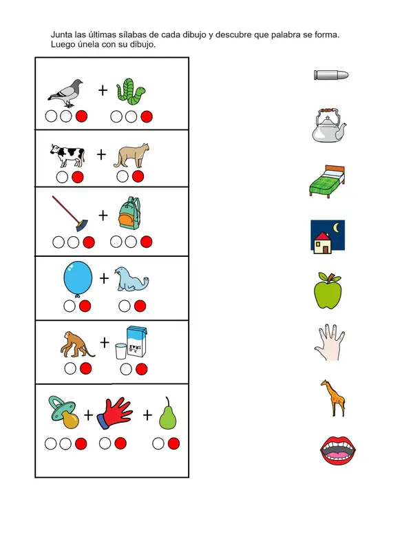 Silaba Final, manipulación de silabas. | profe.social