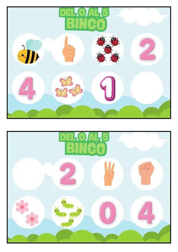 BINGO NÚMEROS DEL 0 AL 5 | profe.social