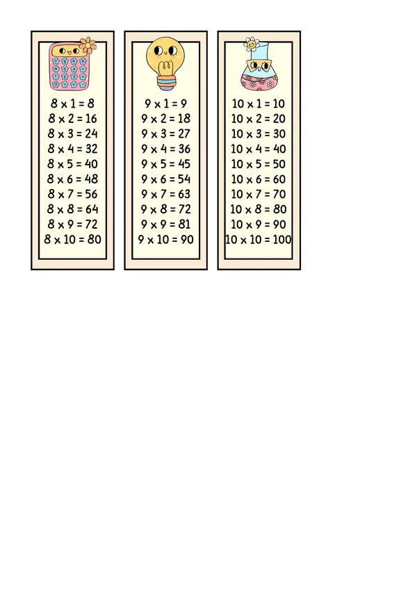 LLAVEROS TABLAS DE MULTIPLICAR (6 LLAVEROS) | profe.social